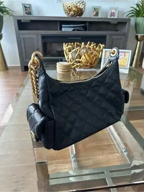 CHANEL | Bags | Chanel Black Quilted Leather Shoulder Bag With Gold ...
